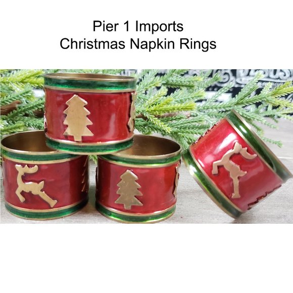Pier 1 | Holiday | Pier Christmas Napkin Rings Set Of 4 | Poshmark